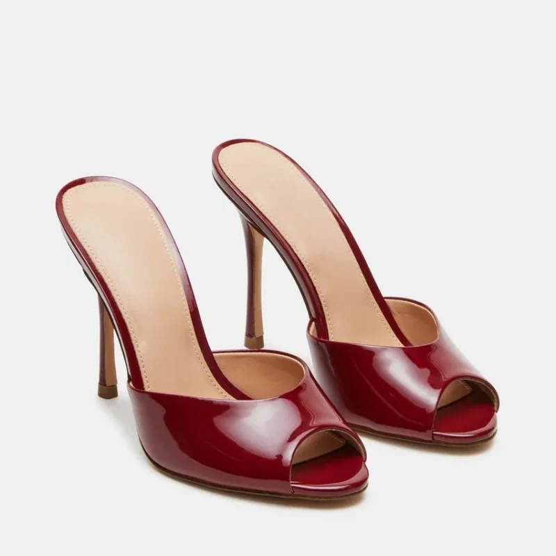 New Fish Mouth High Heels Women's Sensation Fine Heel Sandals Wine Red ...