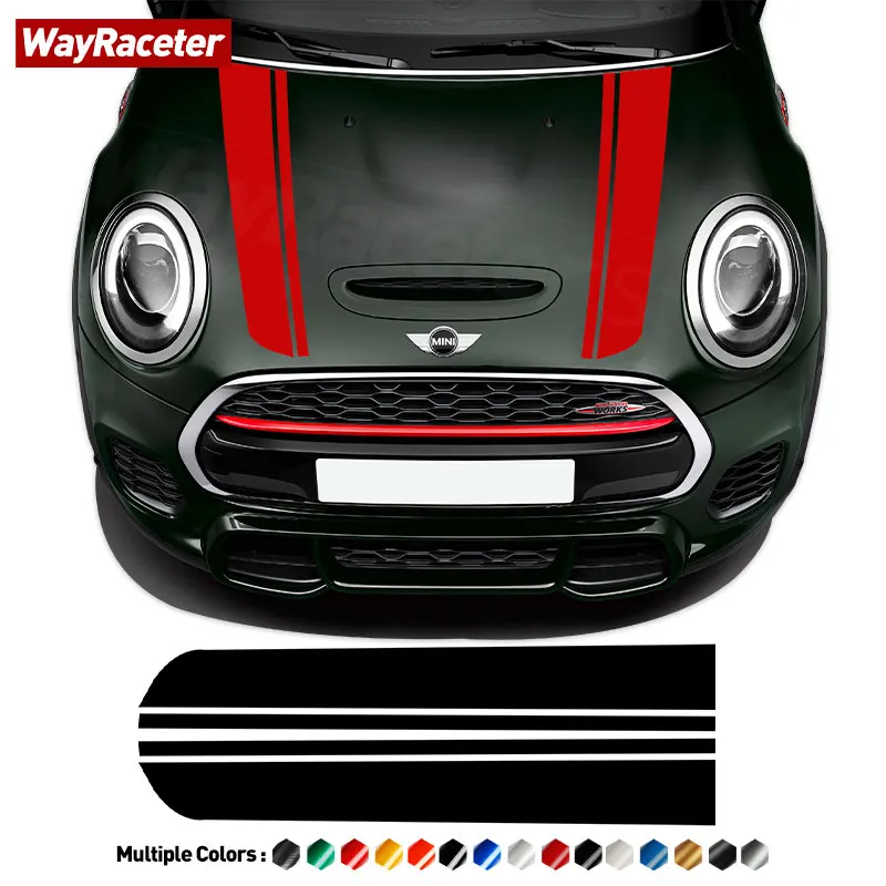 2-Pcs-Engine-Cover-Vinyl-Decal-Hood-Bonnet-Stripes-Sticker-For-MINI ...