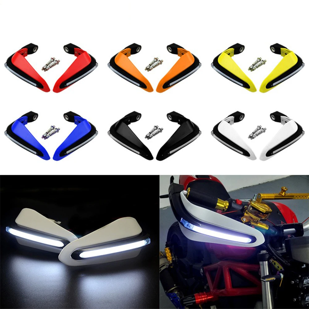 Motorcycle-Hand-Guard-Handguard-Motorbike-Black-White-Blue-LED ...