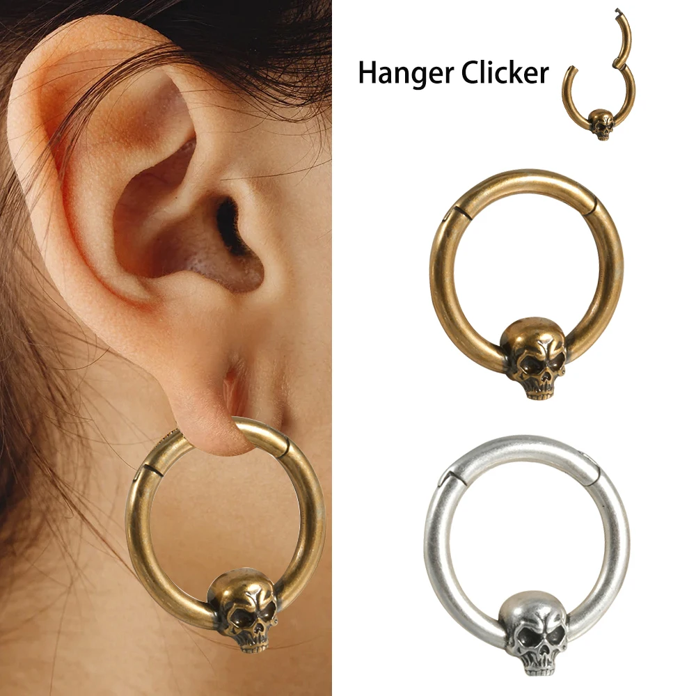 Dreamlee-1Pc-Cooper-Skull-Ear-Cliker-Hoop-Earring-Hanger-Weight-Gauge ...