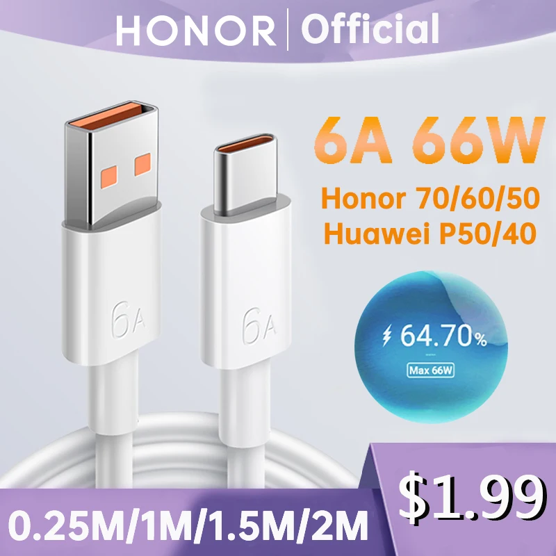 Original-Honor-Cable-66W-6A-Super-Charge-Cable-Data-Cord-For-Honor-50 ...