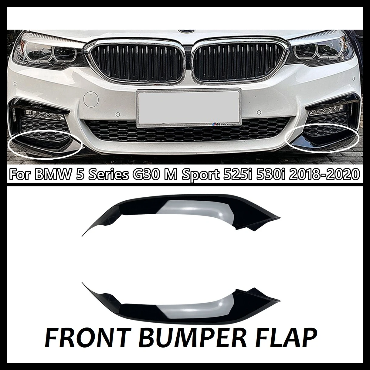 2pcs Front Bumper Lip Splitter Flap For Bmw 5 Series G30 M Sport 525i ...