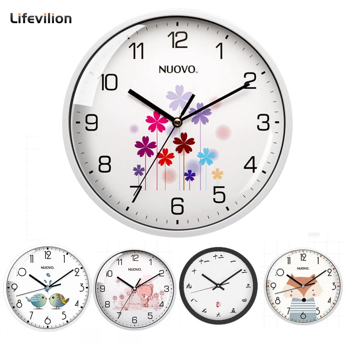 8-Inch-20cm-Plastic-Wall-Clock-Modern-Nordic-Cartoon-Silent-Quartz-Wall ...