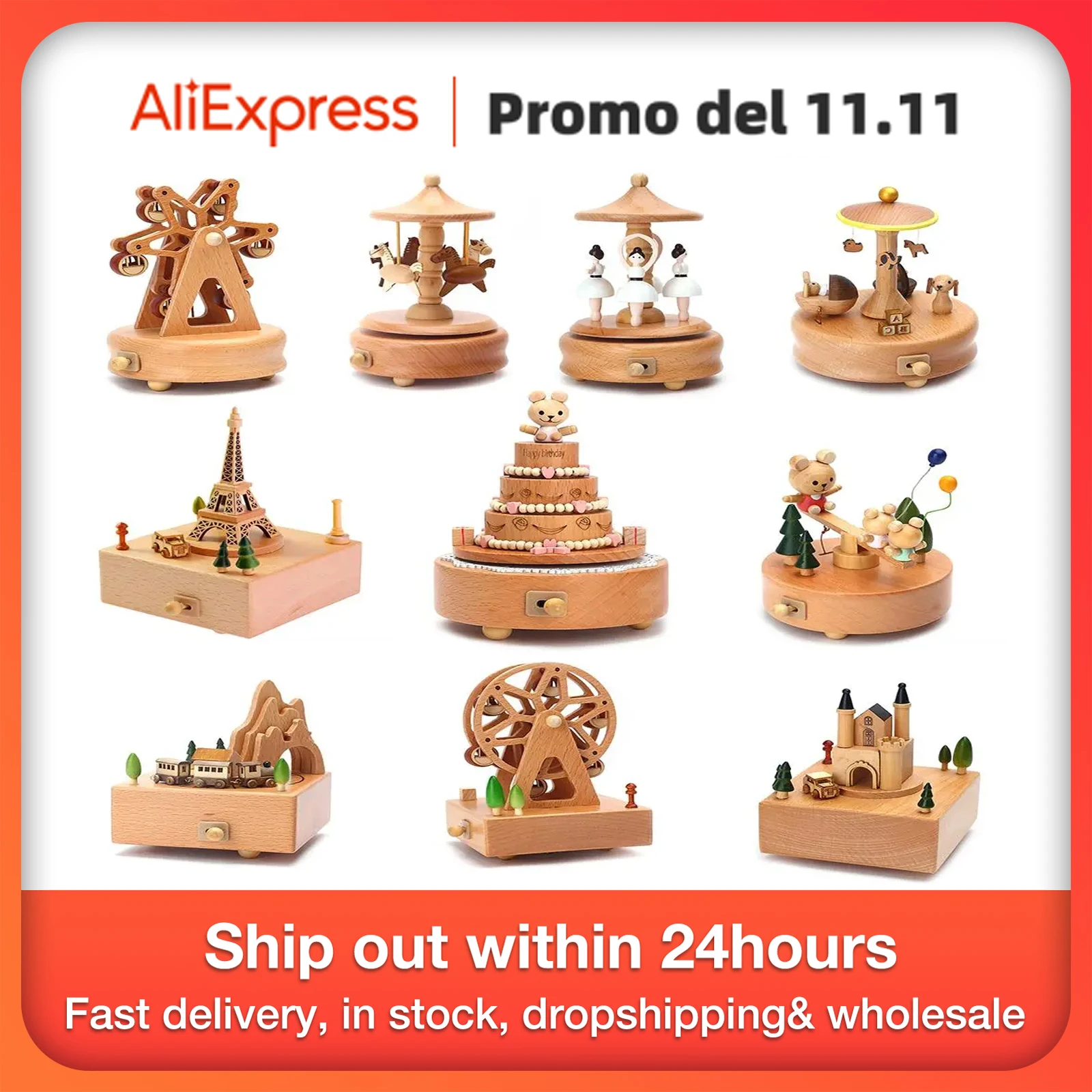 Carousel-Musical-Box-Wooden-Music-Box-Wood-Crafts-Retro-Birthday-Gift ...