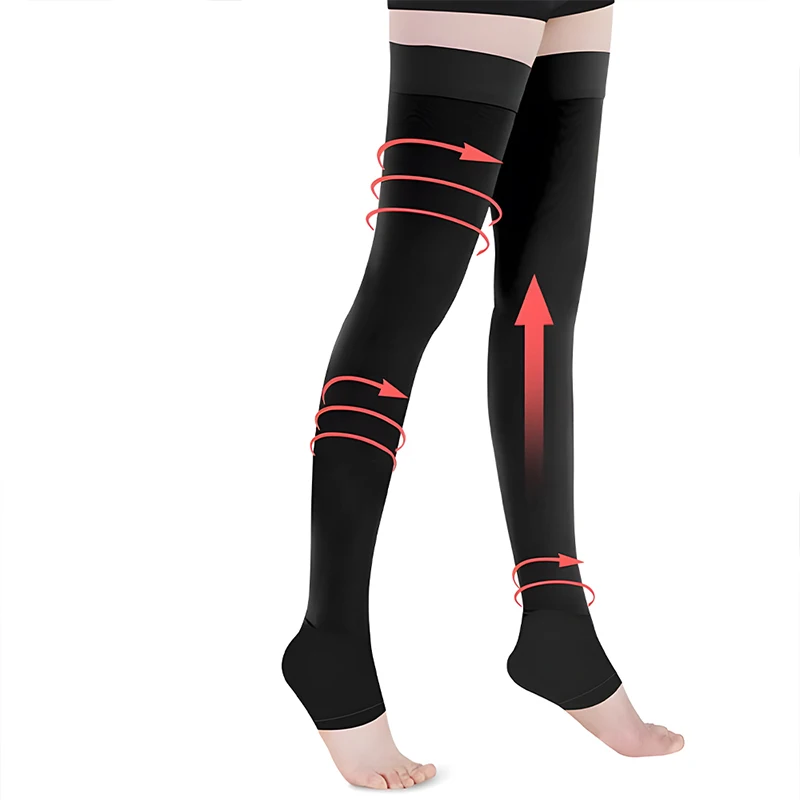 1-Pair-Medical-Thigh-High-Compression-Stockings-with-Silicone-Band-for ...