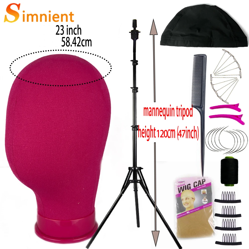 Canvas Block Head For Wig Display Making Hair Styling Mannequin Head ...
