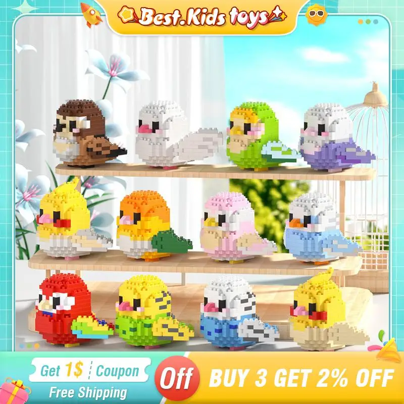 Cute-Bird-Parrot-Building-Blocks-Parakeet-Cartoon-Sparrow-Fly-Birds-Pet-Animal-Mini-Diamond ...