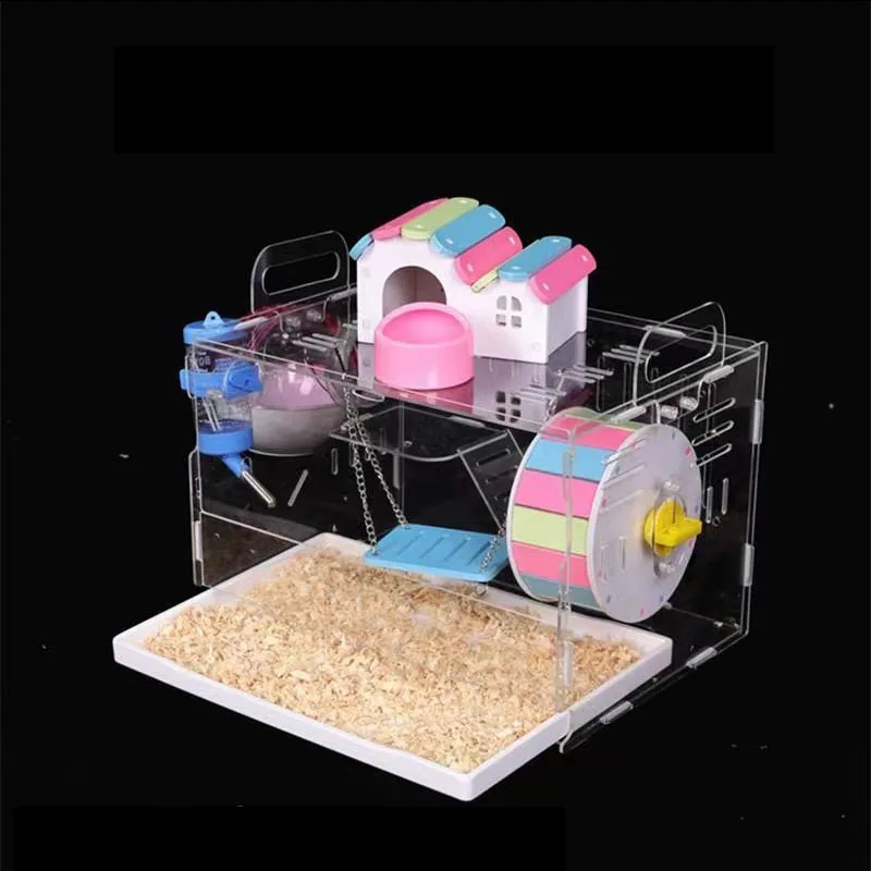 Transparent Hamster Cage Acrylic Cage Small Animal Hedgehogs Rabbit ...