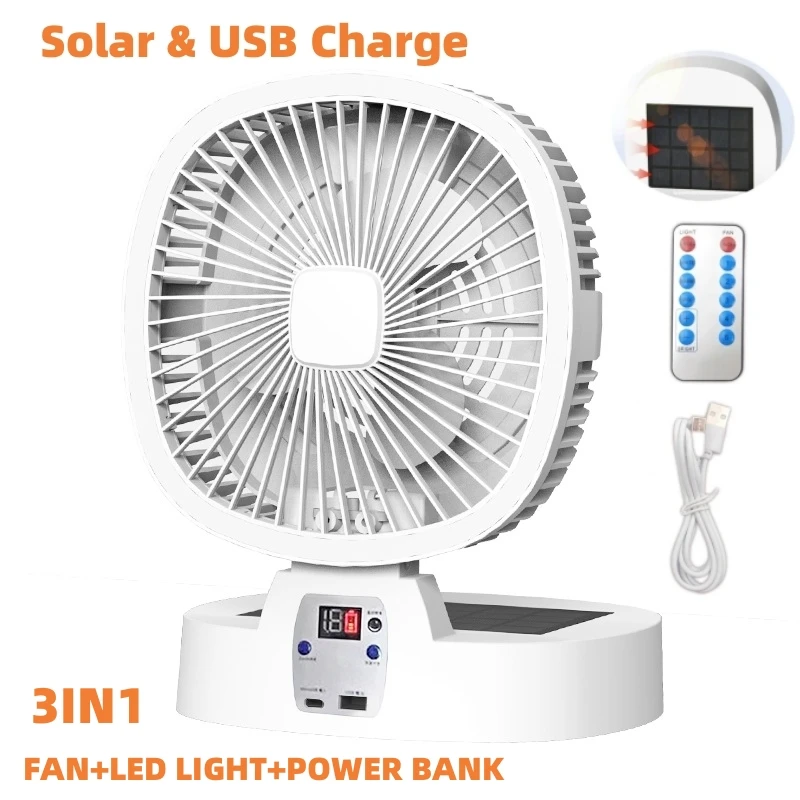 Portable-Solar-Fan-Rechargeable-Solar-Power-Camping-Fan-with-Remote ...