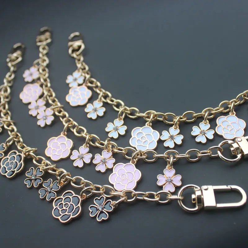 Golden-luxury-bag-charm-chain-keychain-for-women-Pink-Black-White ...