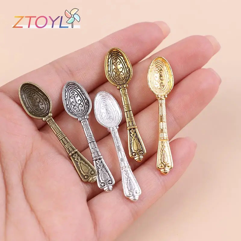 10Pcs/Set 1:12 Dollhouse Miniatures Vintage Spoons Tableware Mini Spoon ...