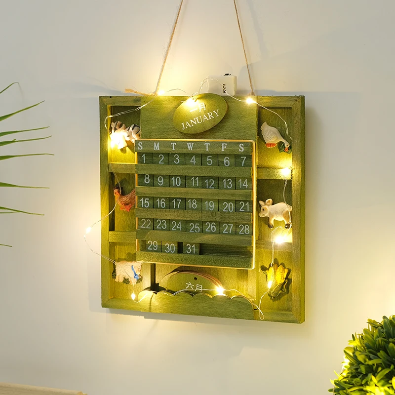 Creative-Wooden-Wall-Hanging-Calendar-Retro-Perpetual-Calendar-Home ...