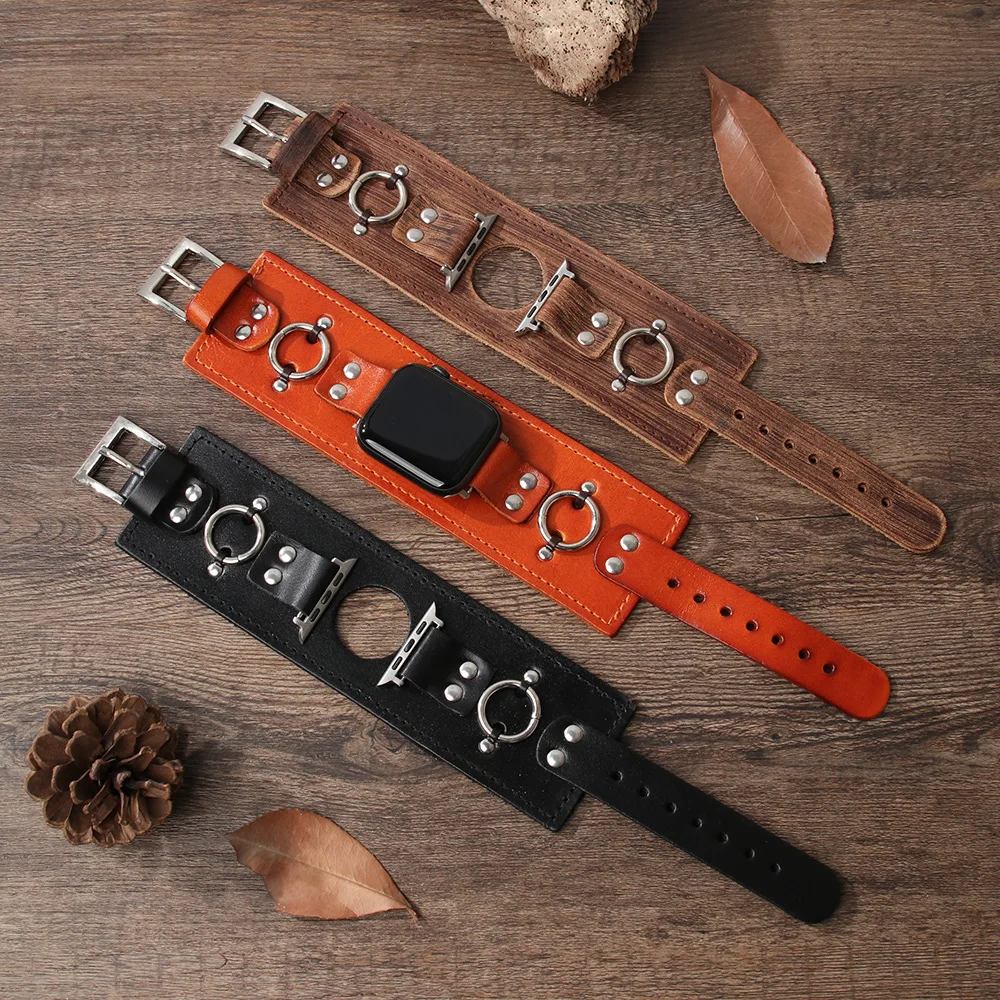 Punk Cuff Wrist Bracelet Belt For Apple Watch Band 40mm 42mm 44mm 41mm ...