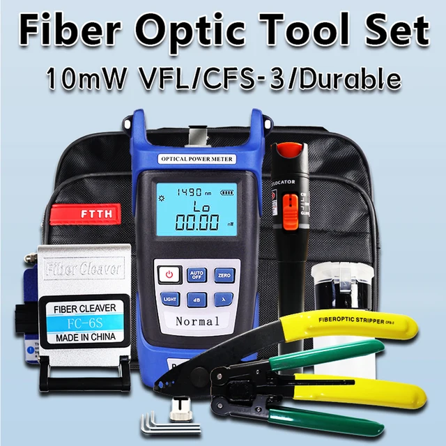 OPTFOCUS 19pcs Fiber Optic Tool Kit 10mW Visual Fault Locator FTTH ...