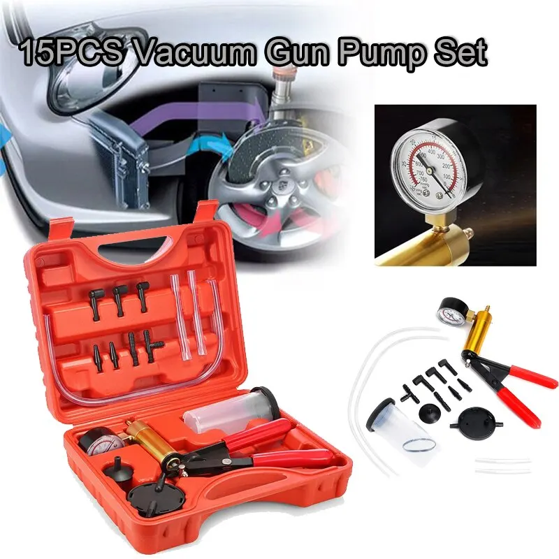 15PCS-Vacuum-Gun-Pump-Set-Manual-Vacuum-Bleeding-Brake-Fluid-Purge ...