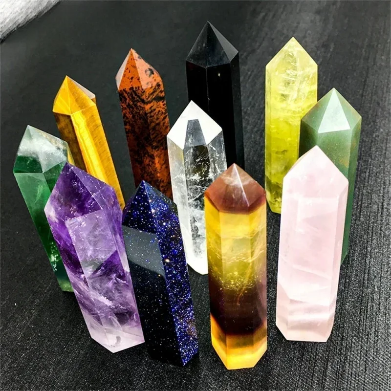 Gembaby-Natural-Stone-and-Crystals-Point-Wand-Witchcraft-Rose-Quartz-Amethyst-Home-Mineral ...