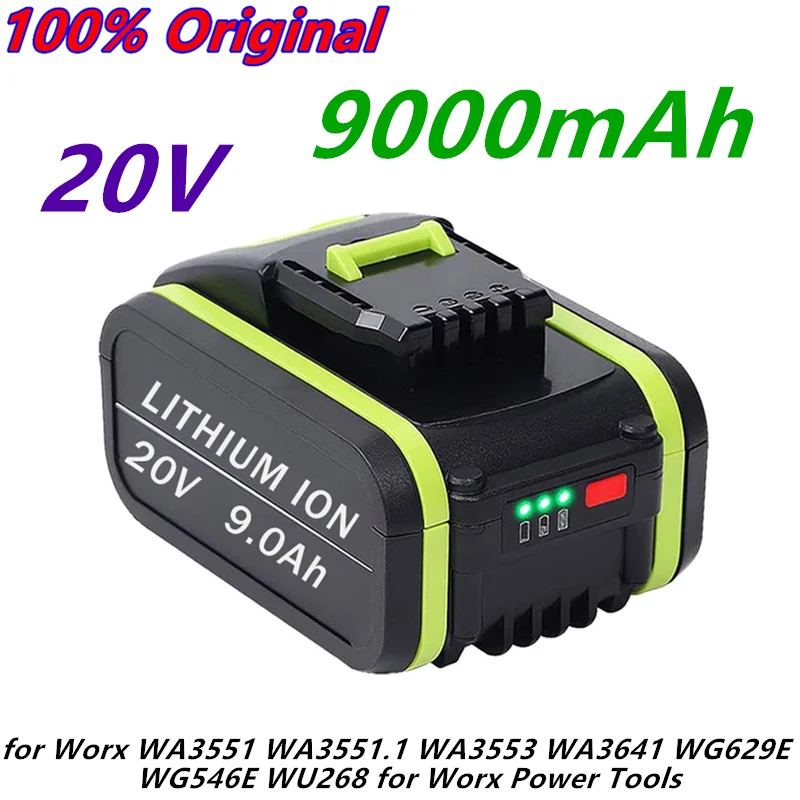 2022 9.0Ah 20V Lithium-Ion Replacement Battery for Worx WA3551 WA3551.1 ...