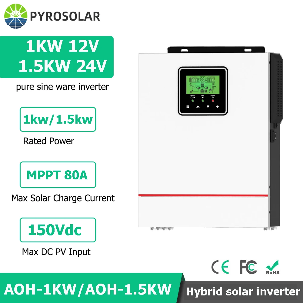 PYROSOLAR 1KW 1.5KW inversor Solar híbrido 12V 24V 220V inversor de onda sinusoidal pura ...