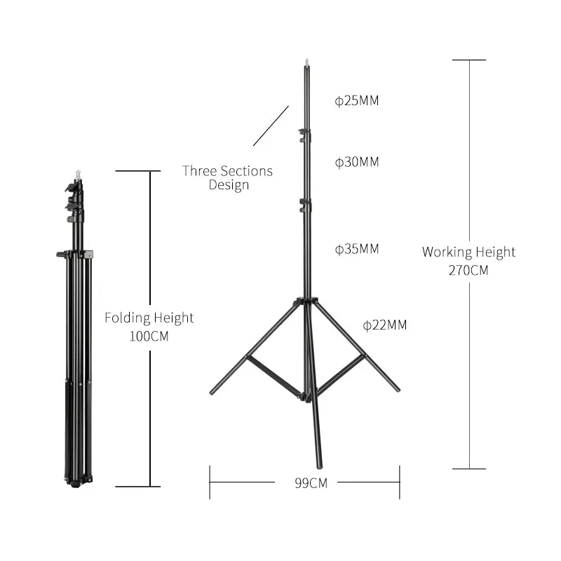 SH-2-8M-Black-Aluminum-Alloy-Foldable-Light-Stand-Photography-Fill-Spot ...
