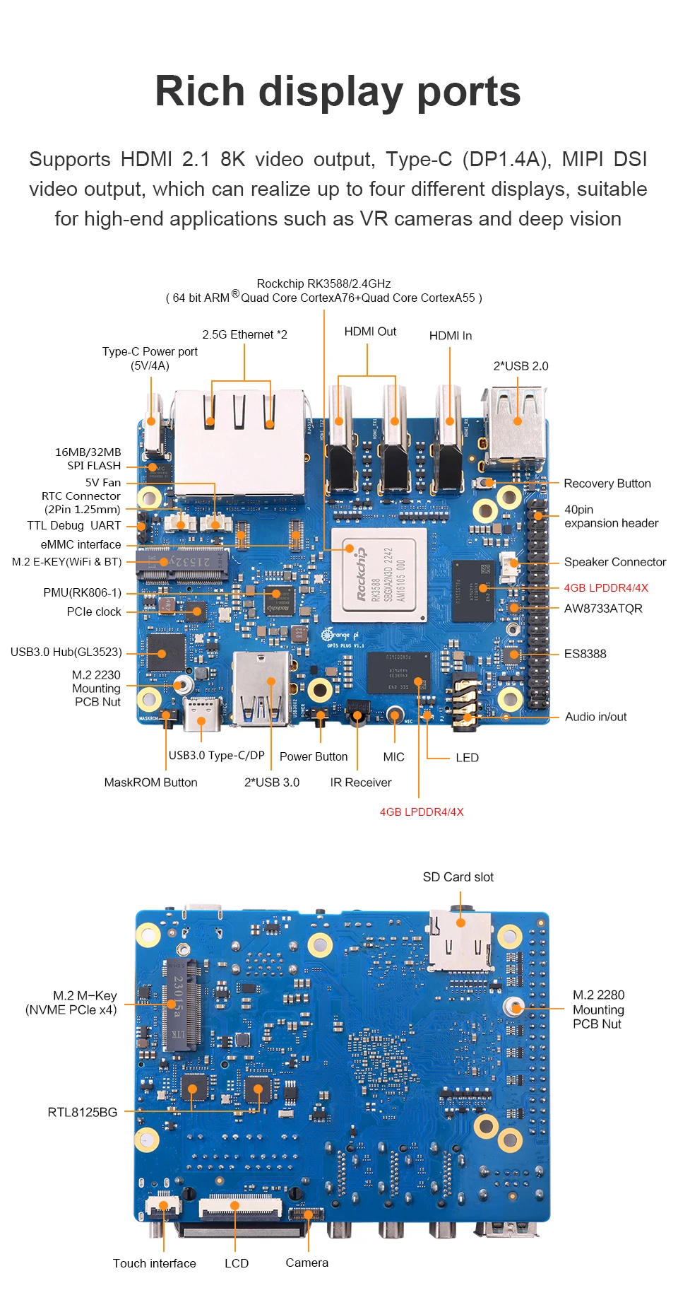 Orange Pi 5 Plus 8GB (supports Android, Ubuntu and Debian OS) - Orange Pi - Arduino, Raspberry ...