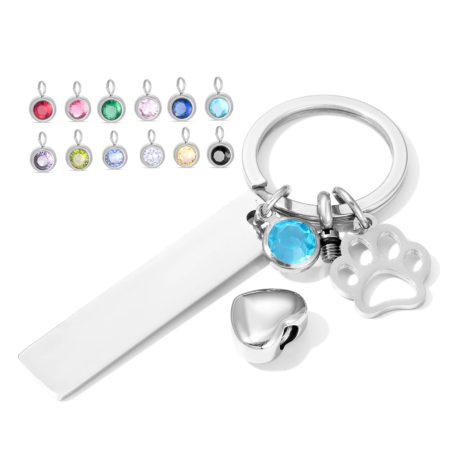 Personalized Memorial Key chain 12 Birthstone Key ring Urn Key chain ...