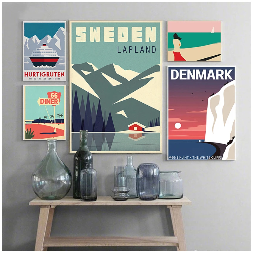 Sweden-Denmark-Travel-Vintage-Poster-Wall-Art-Canvas-Painting-Nordic ...