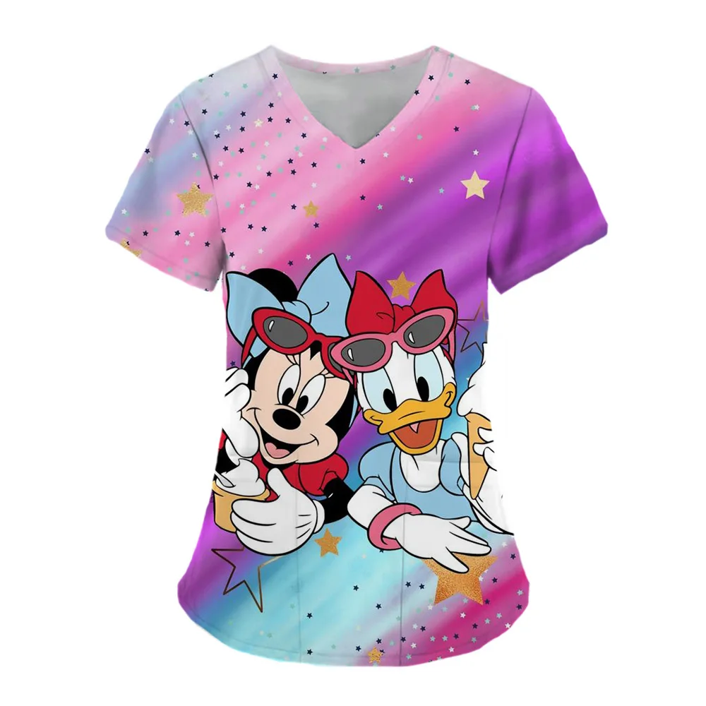 Uniforme de Disney para mujer, estampado 3D de Mickey Mouse, camisa de ...