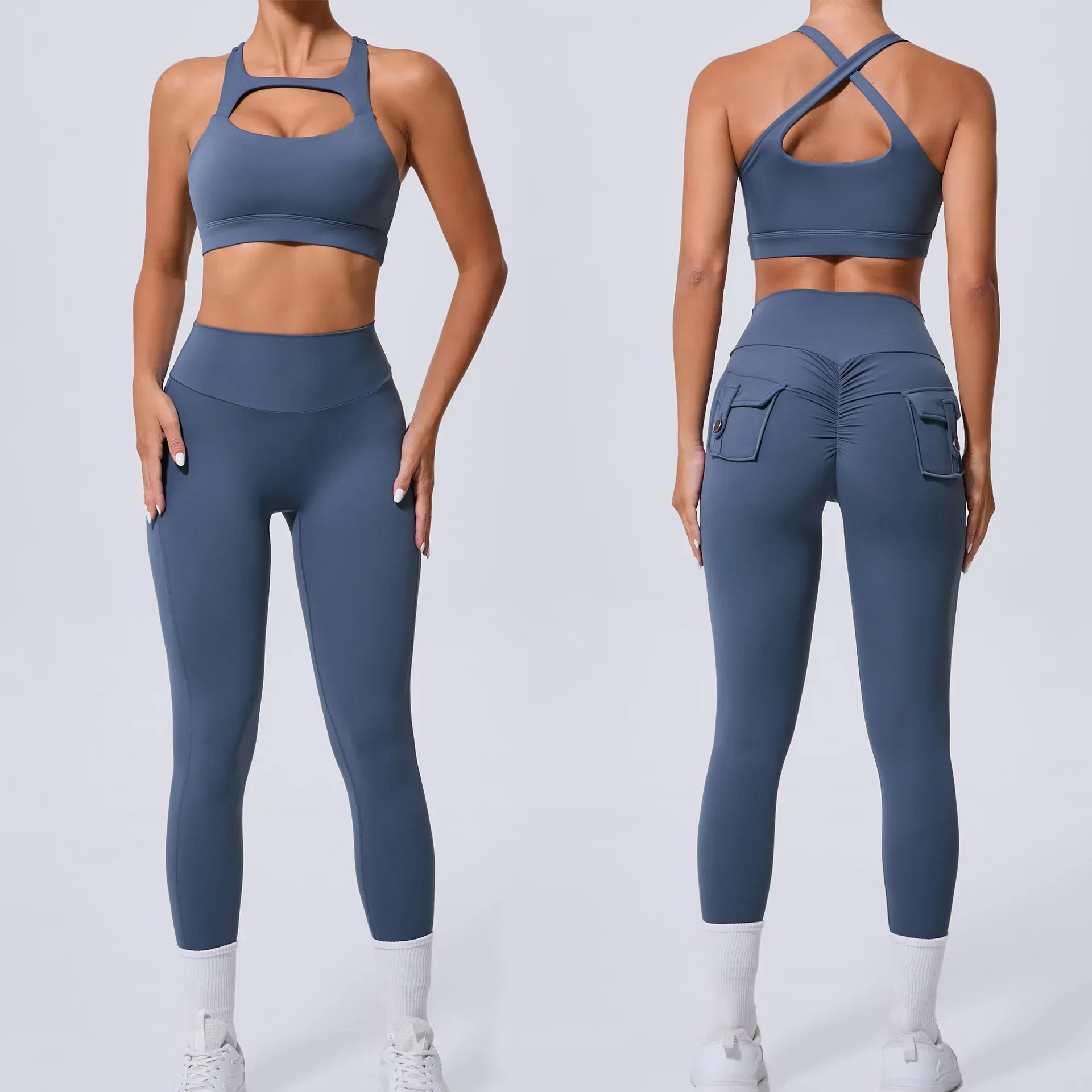 Seamless-Yoga-Sets-Sports-Fitness-High-Waist-Hip-lifting-Pocket-Pants ...