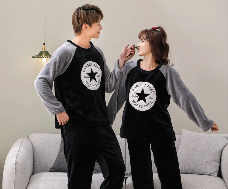 Ensembles de pyjama en velours à manches longues pour hommes et femmes ...