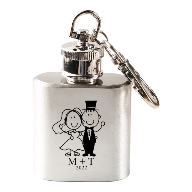 Custom Engraved Name And Date Flask Keychain Stainless Steel Flask Key ...