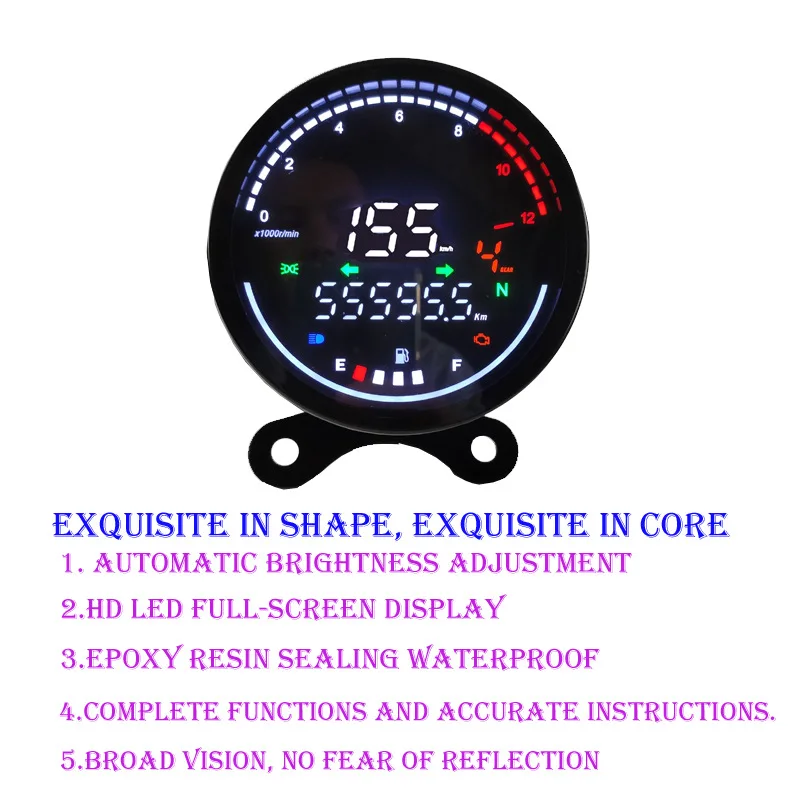 Multifunctional-Combined-Motorcycle-Speedometer-Adjustable-LED-Full ...