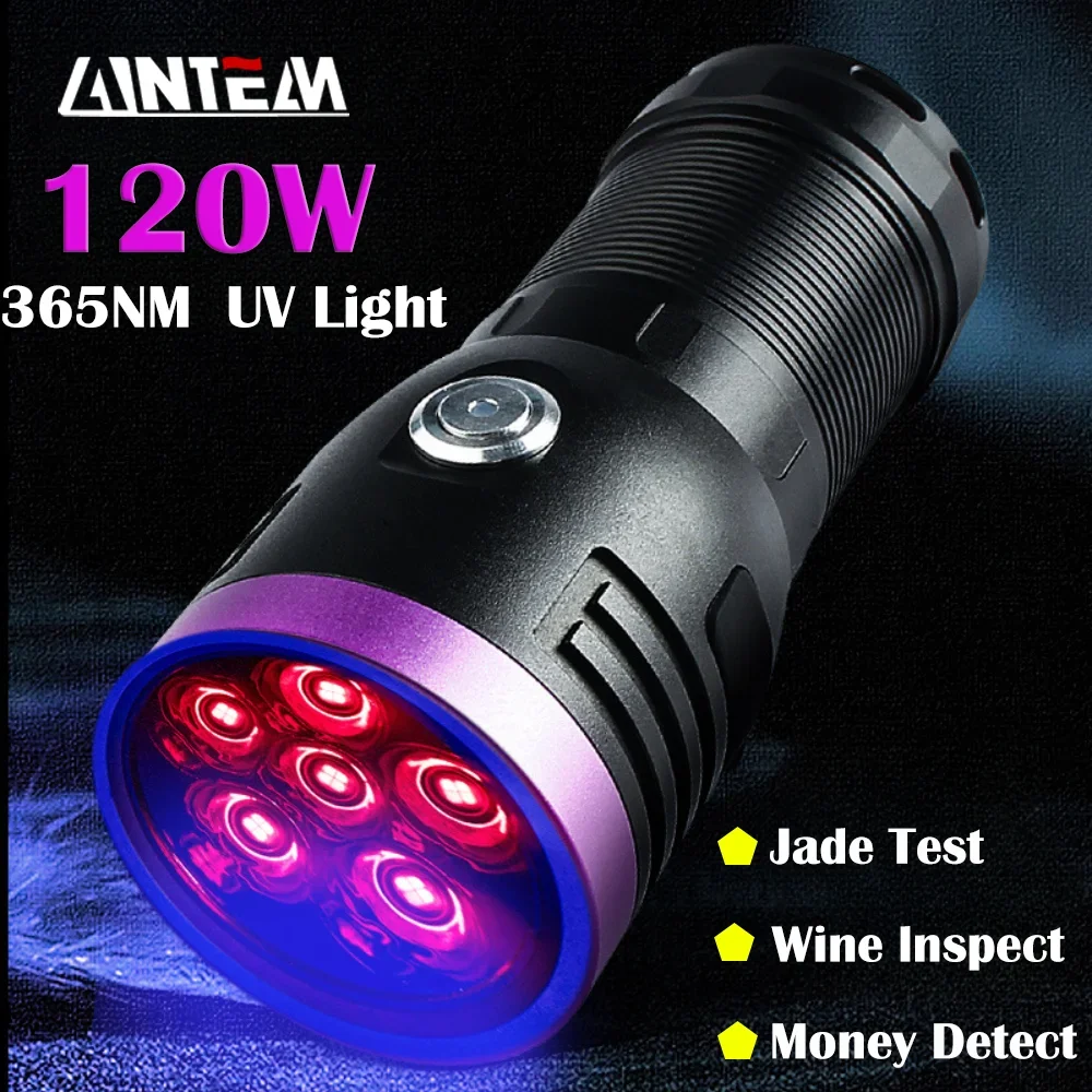 120W-6pcs-4-CORE-365NM-UV-Flashlight-High-Power-Black-Mirror-Purple ...
