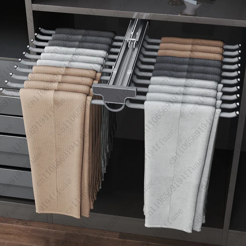 Pants Rack Wardrobe with Built-in Top-Mounted Home Pull-Out Cabinet ...