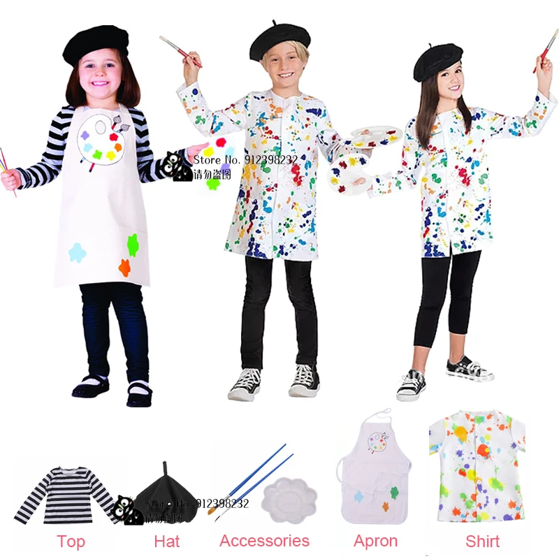 Boys-Girls-Little-Painter-Shirt-Apron-Children-Artist-Characters-Role ...