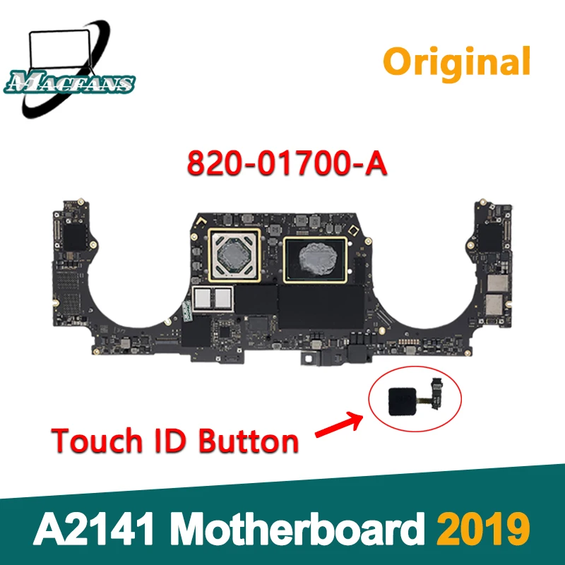 Original A2141 Motherboard With Touch ID Button for MacBook Pro Retina 16" A2141 Logic Board i7 ...