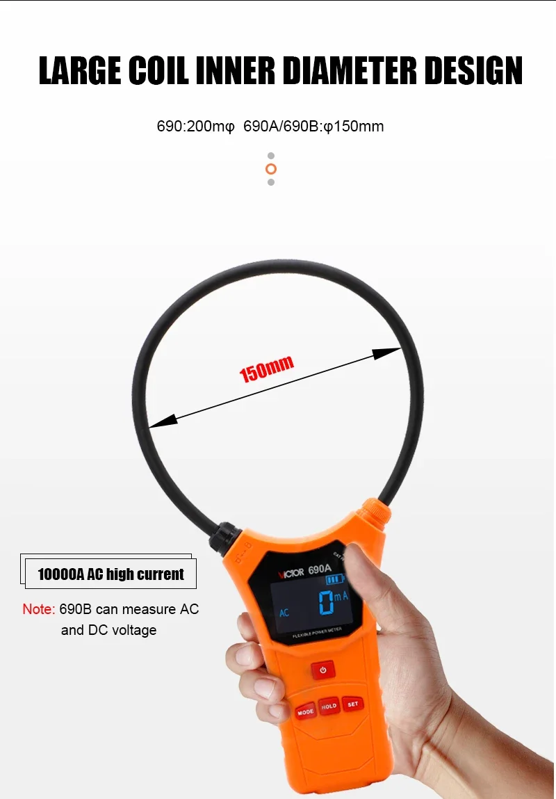 Amp Clamp Multimeter Flexible Digital Flexible Current 690B - AC Amp ...
