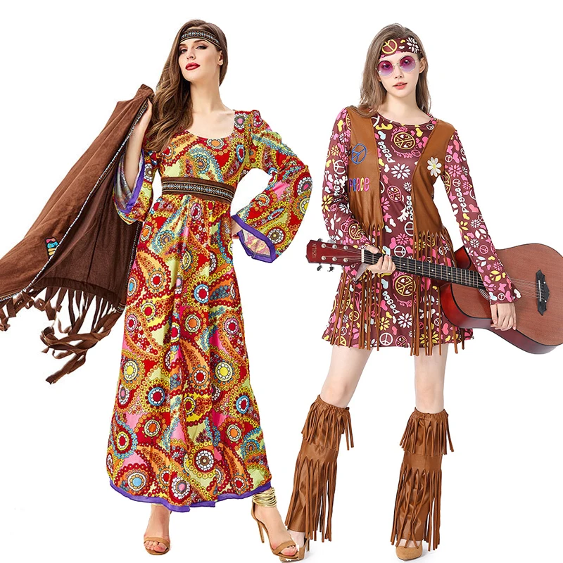 Lady 70s 80S Hip Hop Costume Bohemian Retro Disco Dance Outfit Cosplay ...