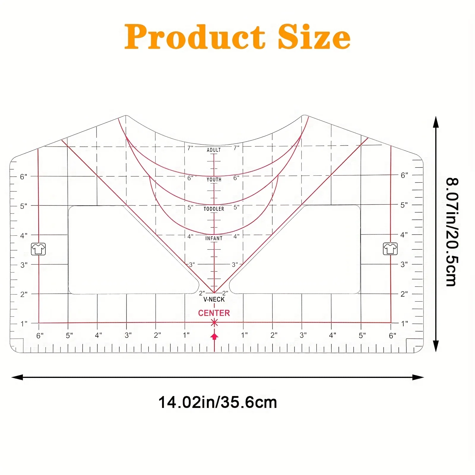 T-Shirt Ruler Guide Alignment Tool Chart DIY Measuring Ruler V-Neck ...