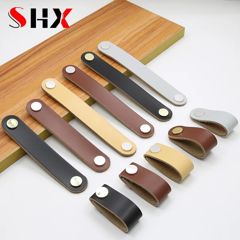 Leather Furniture Handles Single Hole 96mm 128mm for Cabinet Wardrobe ...