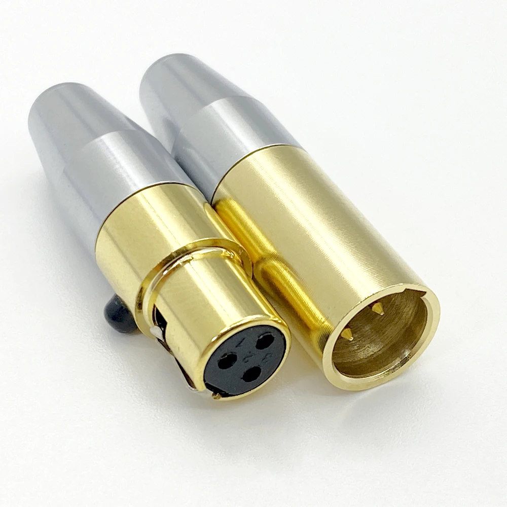 2Pcs-Lot-MINI-XLR-3-Core-Male-Female-Connector-Copper-Gold-Plated-XLR ...