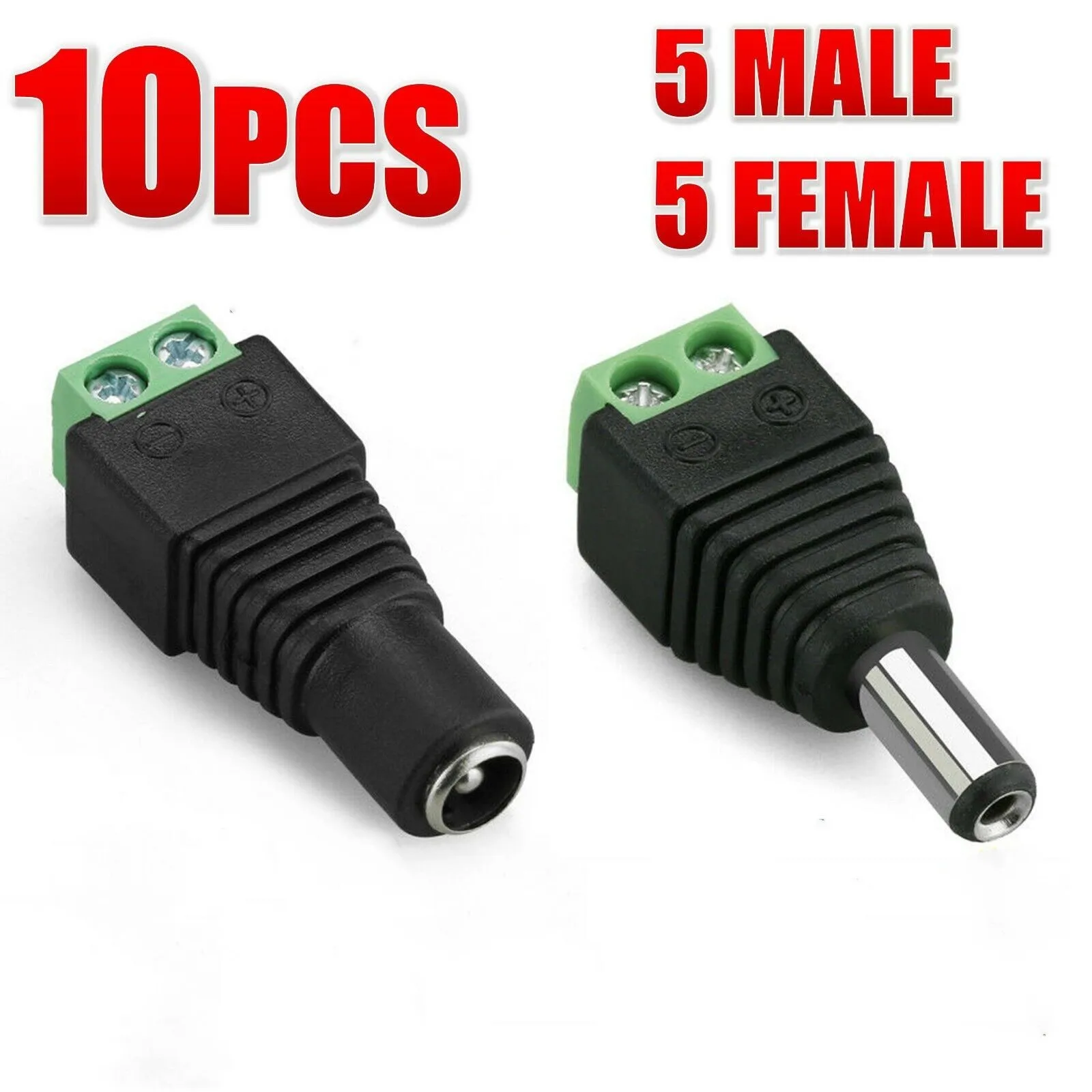 12V-DC-Power-Connector-Plug-Jack-Male-Female-Socket-Barrel-2-1mm-X-5 ...