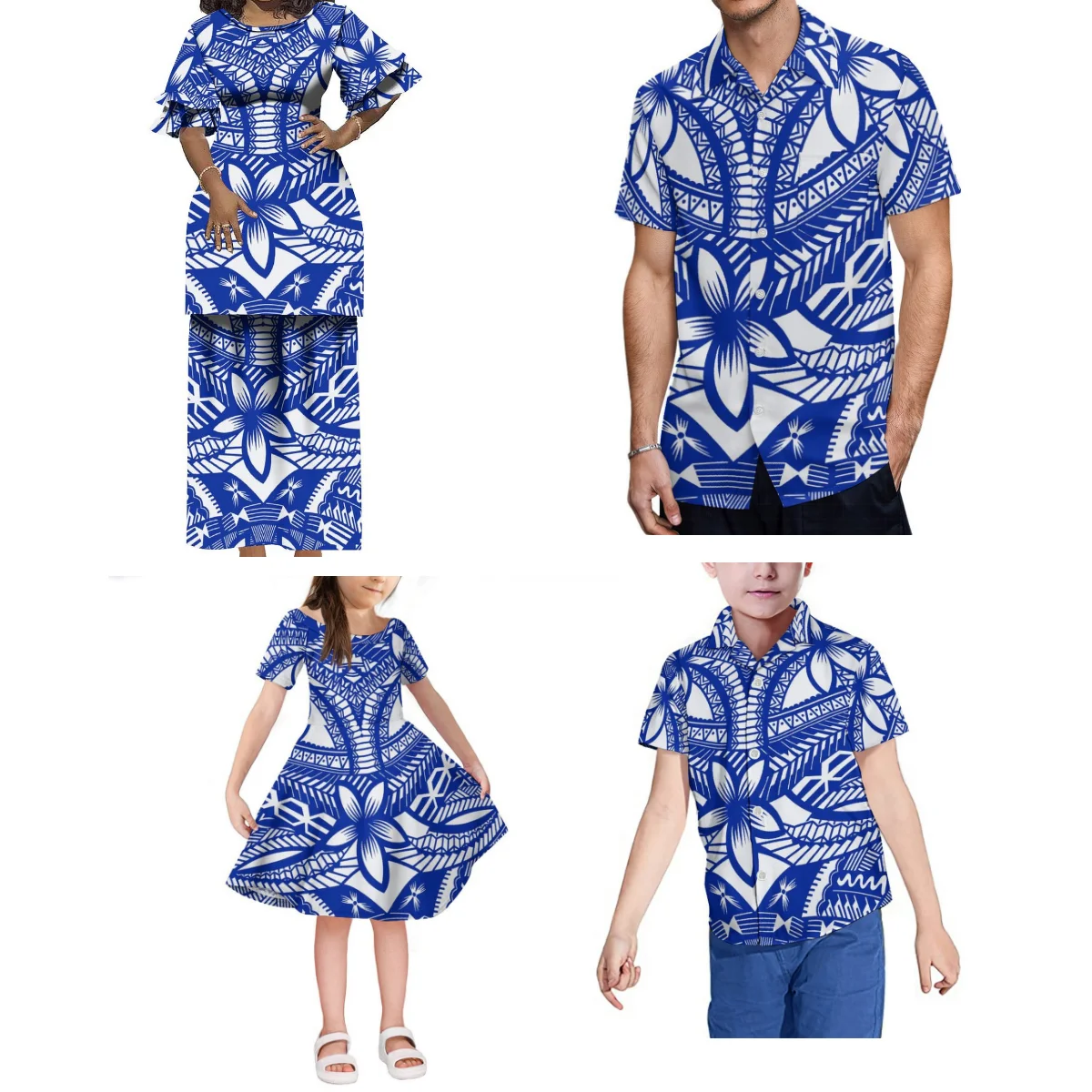 Family Clothing Fiji Tonga Tribe Puletasi Women'S Samoan Women'S Short ...