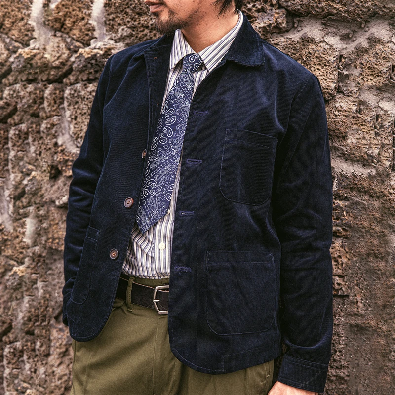 Red Tornado Spring Corduroy Jacket Indigo Retro French Workwear Men ...