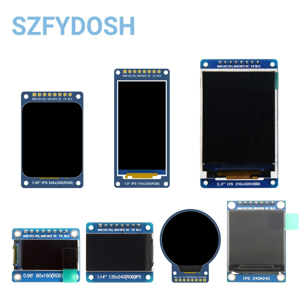 IPS TFT LCD OLED 디스플레이 모듈, Ardunio Raspberry pi stm용, 0.96, 1.14, 1.28, 1.3, 1.54, 1.69, 1.9, 2. ...
