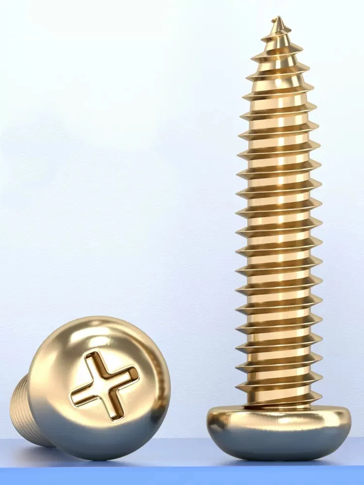 20Pcs-PA-Brass-Cross-Round-Head-Tapping-Screws-Pure-Copper-Wood-Screws ...