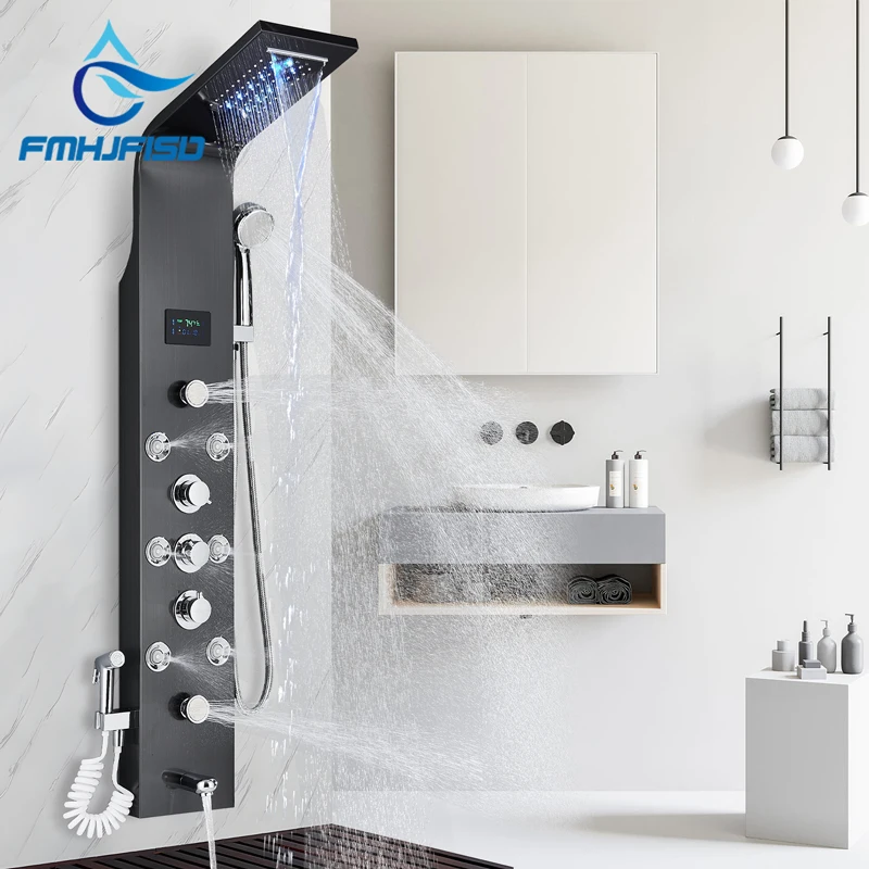 LED-Bath-Shower-Faucet-Digital-Display-Bath-Shower-Panel-Tower-Shower ...