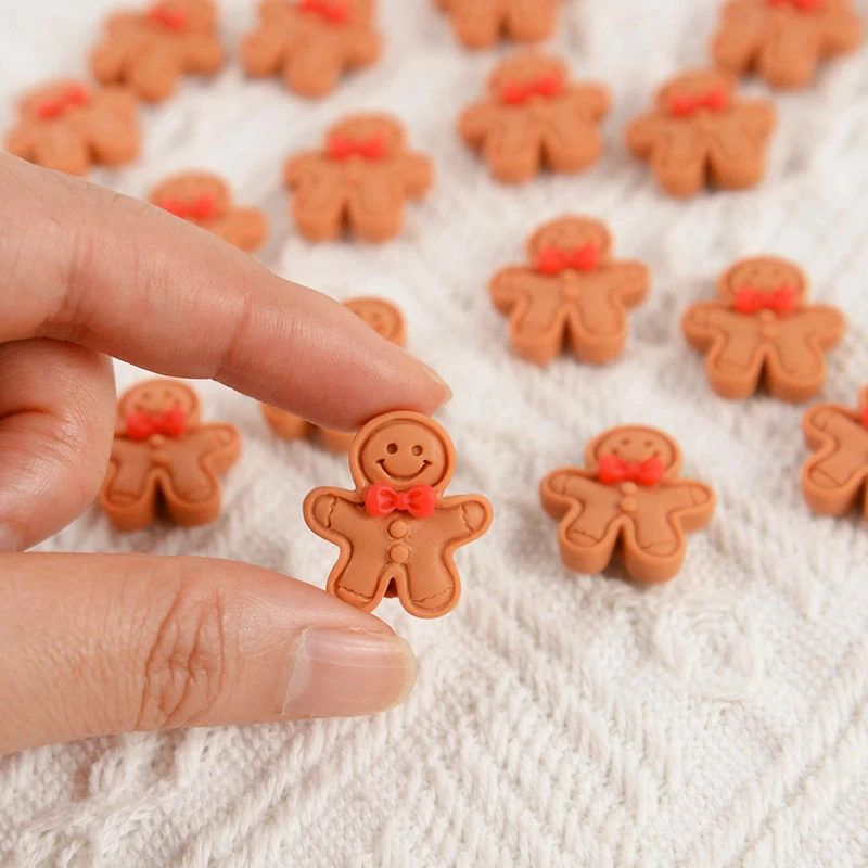 10/20pcs Christmas Gingerbread Man Charms Ornaments Resin Gingerbread ...