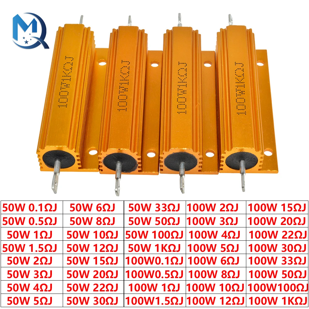 50W 100W Aluminum Power Metal Shell Case Wirewound Resistor 0.01-100K 0 ...