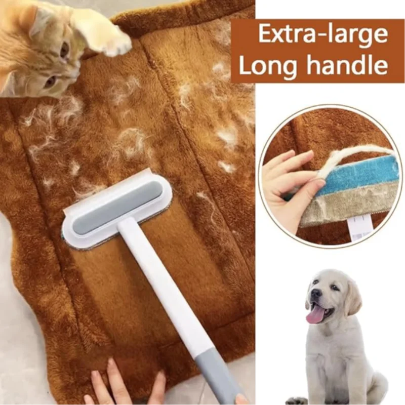 2 In 1 Pet Hair Remover Brush Long Handle Home Window Sofas Cleaning ...