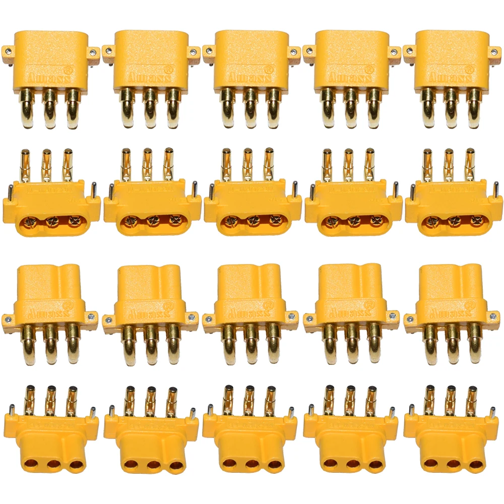 10 adet AMASS MR30PW MR-30 PCB 3-pin PCB erkek kadın 2mm Bullet ...